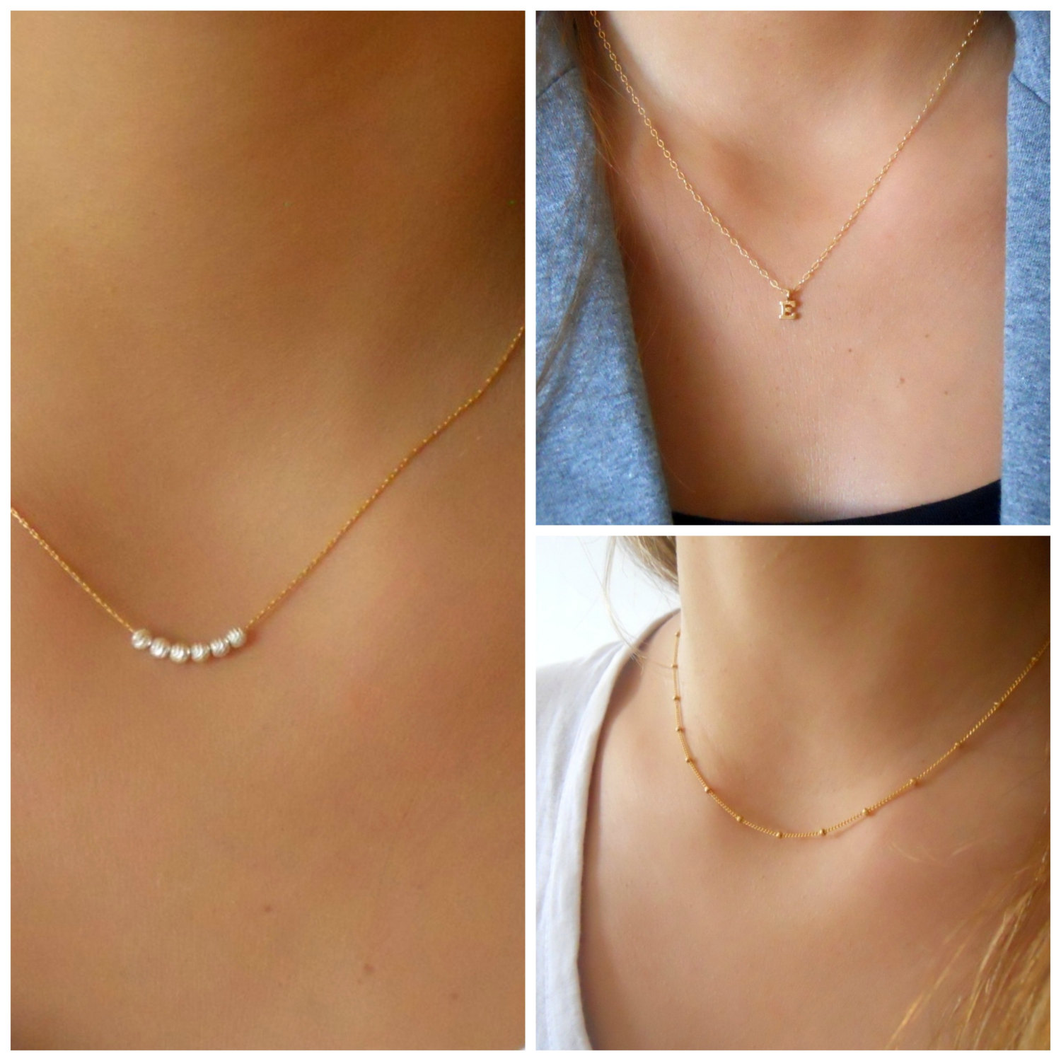 Triple Necklace Set; Personalized Gold Necklace Set; Initial Necklace ...